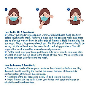 Tenergy Triple-layer Filtration Disposable Face Masks with Nose Clip and Ear Loops, 50 Pack Blue Masks