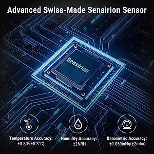 ThermoPro TP280 1000FT Home Weather Stations Wireless Indoor Outdoor Thermometer, Indoor Outdoor Weather Stations with Swiss-Made Sensor, Inside Outside Weather Thermometer Barometer with Forecast