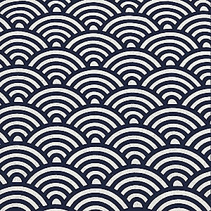 Sheicon Ocean Waves Print Fabric by The Yard Cotton Linen Blended Japanese Style Decorative Fabric for DIY Projects Color Fish Wave Size 1 Yard