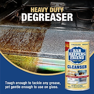 Bar Keepers Friend Powder Cleanser 12 Oz - Multipurpose Cleaner & Stain Remover - Bathroom, Kitchen & Outdoor Use - for Stainless Steel, Aluminum, Brass, Ceramic, Porcelain, Bronze and More (2 Pack)