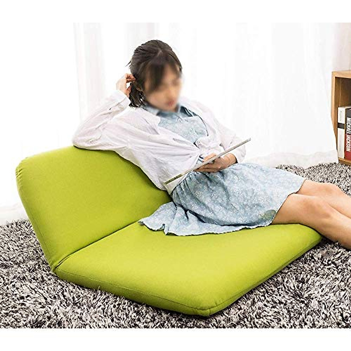 UXZDX Lazy Sofa,Large Floor Sofa Adjustable Back Video Gaming Sofa Folding for Bedroom Living Room Home Office Lounge,Green 98cmx60cmx43cm