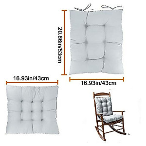 Rocking Chair Cushion Set of 2, Rocking Chair Pads Non Slip Back Patio Rocking Chair Cushions Sets of Upper and Lower with Ties Garden Chaise Lounger Swing Bench Cushion Recliner Mat (A4)