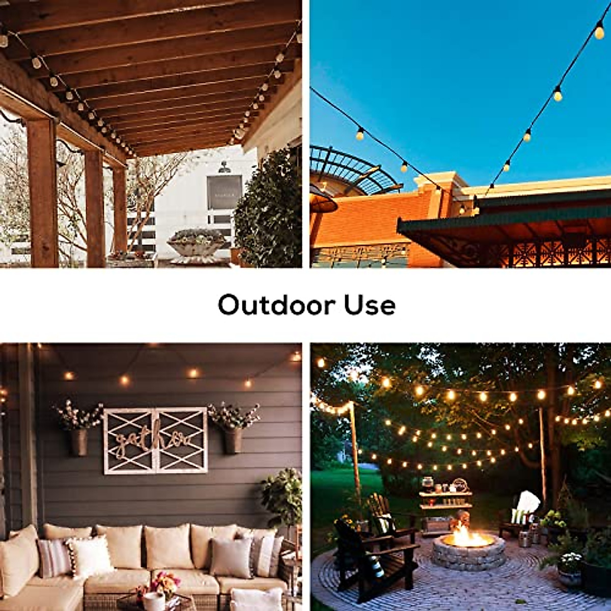 Banord 102FT Outdoor String Lights, 2 Pack 51FT Patio Lights with Bright 2W Shatterproof LED Dimmable Plastic Bulbs Waterproof Outdoor Hanging Lights for Backyard, Porch, Garden, Camping, Cafe, Party