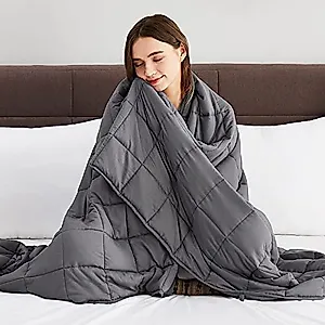 CUTEKING Weighted Blanket for Adults (15lbs, 48"x72", Full, Grey) Heavy Blanket for 140-150lbs, Weighted Blanket for Cooling & Heating with Premium Glass Beads, Soft Thick Blanket for Adult All-Season