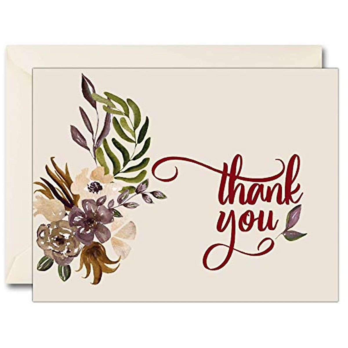 Funeral Thank You Cards - Sympathy Bereavement Thank You Cards With Envelopes - Message Inside (25, Fall Flowers)
