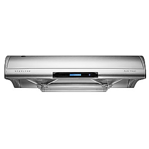 Hauslane | Chef Series 30” C400 Range Hood Slim Under Cabinet Kitchen Extractor - Stainless Steel Design with Self Cleaning - 6-Speed Setting Exhaust Fan and Halogen Lamp - 3-Way Venting