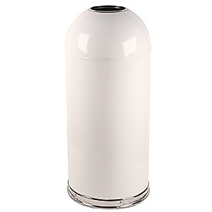 Witt Industries 415DTWH Steel 15-Gallon Standard Open Top Indoor Waste Receptacle with Galvanized Liner, Round, 15" Diameter x 35" Height, White