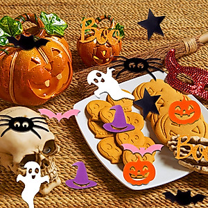 Halloween Bat Ghost Confetti Sprinkles Bats Spider Pumpkin Confetti Table Scatter Witches Spider Webs Five-Pointed Star Halloween Party Decorations Confetti for Halloween Party Favors