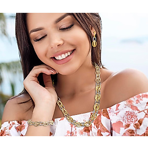 UNY JEWEL Style Trendy Elegant Vintage Retro Unique David Fashion style 2 Tone Double Twist Wire Double Link Women Short Necklace (2 Tone)