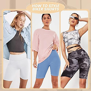 QGGQDD 3 Pack Biker Shorts Women with Pockets - 8” High Waisted Black Workout Running Yoga Shorts