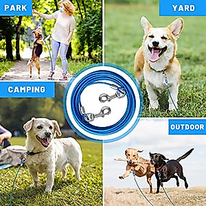 HaiYUAN Dog Tie Out Cable 10/15/20/25/30FT Dog Runner for Yard Steel Wire Dog Cable with Durable Superior Clips Purple Dog Chains for Outside Dog Lead for Large Dogs Up to 165 lbs