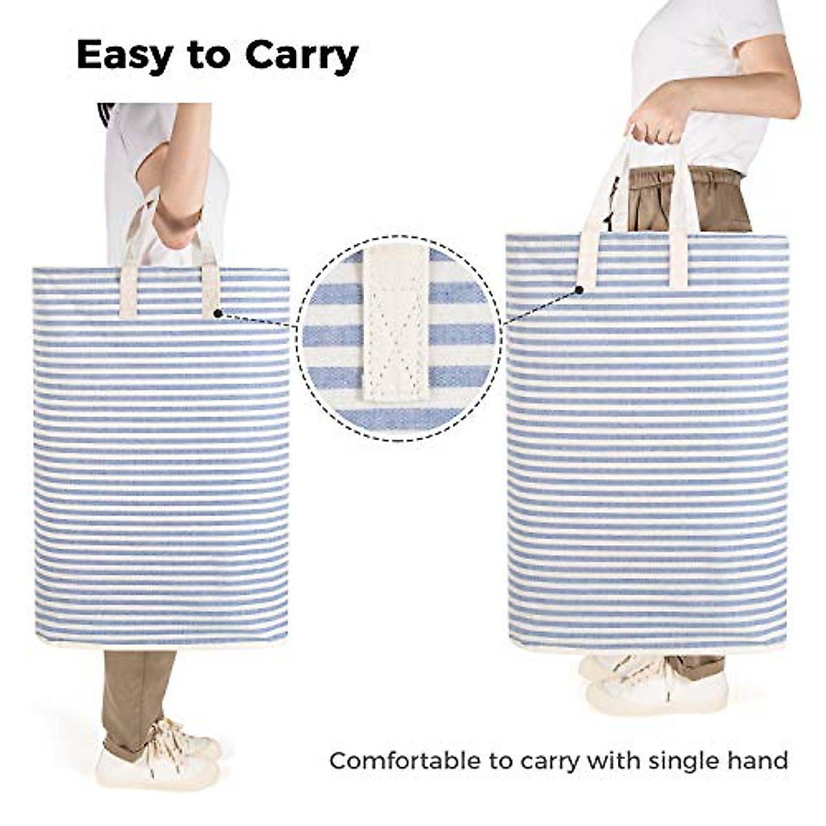 Lifewit 72L Freestanding Laundry Hamper Collapsible Large Clothes Basket with Easy Carry Extended Handles for Clothes Toys, Grey and Blue