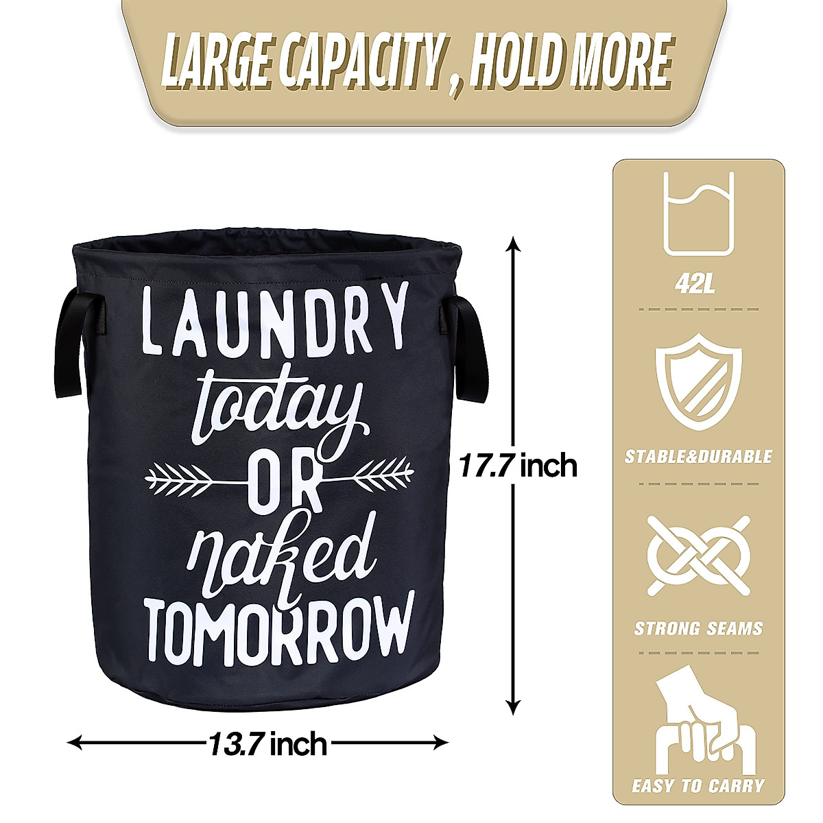 Wash Today Laundry Basket Foldable Oxford Cloth Funny Tote Bag Laundry Hamper Clothes Storage Bucket Organizer For Bathroom/Laundry Storage/Bedroom Storage Basket 17.7x13.7 Inch