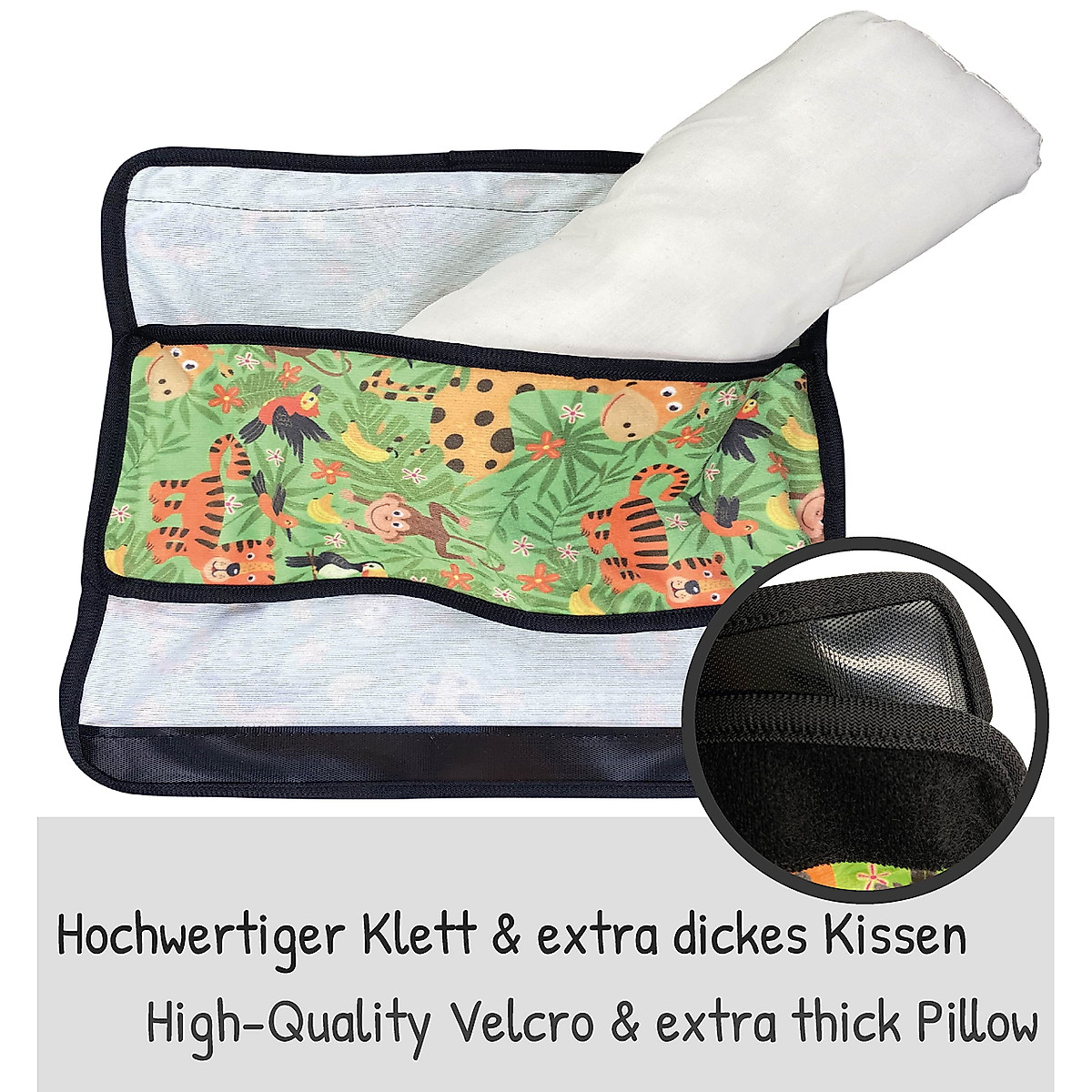 HECKBO Jungle car Travel Pillow for Children - Machine Washable - Soft and Cuddly car Seatbelt Pillow Cover Pillows Protection car Pillow, Travel Pillow, Vacation - 11.81” x 4.72”