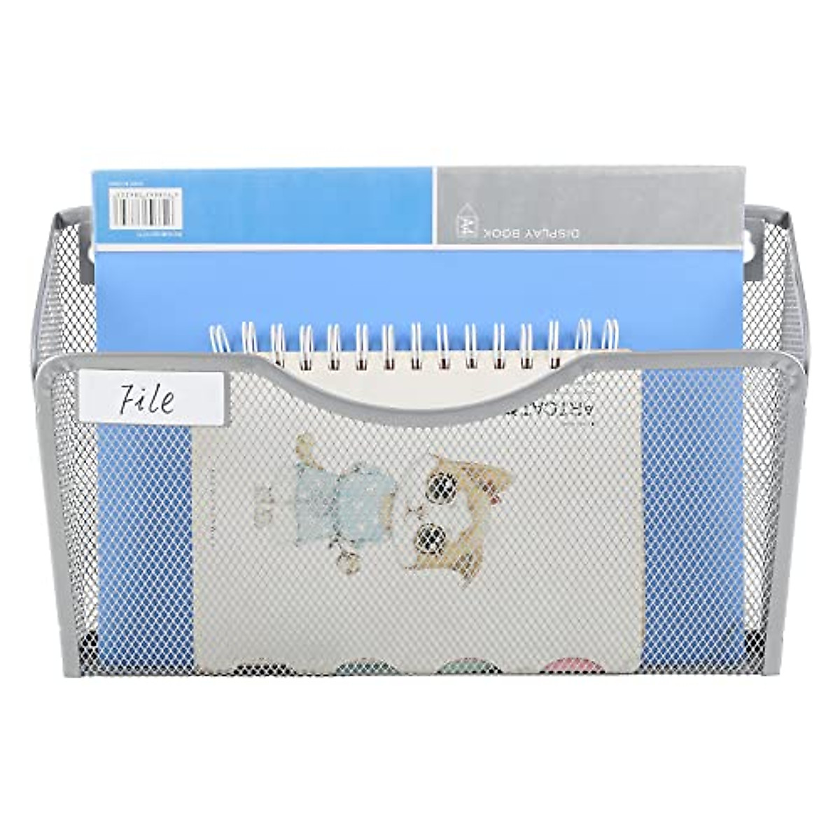 EasyPAG Mesh Wall File Holder 3 Pockets Hanging File Folder Organizer for Home and Office with Nametag Label, Silver