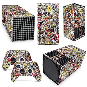 GNG Sticker Bomb Skins Compatible with Xbox Series X Console Decal Vinal Sticker + 2 Controller Set
