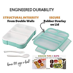 Bento Box for Adults Kids Lunches, Meal Prep Lunch-Boxes for Women Girls Boys | Leakproof Snack Containers for Toddlers Portion Control Container BPA Free | Green + Orange, 5 Compartments, 2 pack