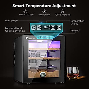300 Count Electric Cooler, Spanish Cedar Wood Shelf Built in Humidity Control System Cooling Function Black (50L)