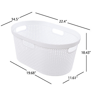 Teyyvn 4-Pack 40 L Large Plastic Laundry Hamper, Laundry Basket with Cutout Handles, White