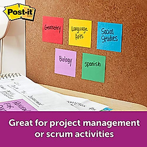 Post-it Super Sticky Notes, Classroom Value Pack, 24 Pads/Pack, 2X The Sticking Power, 3 in. X 3 in, Bright Colors (654-24SSAN-BUS)
