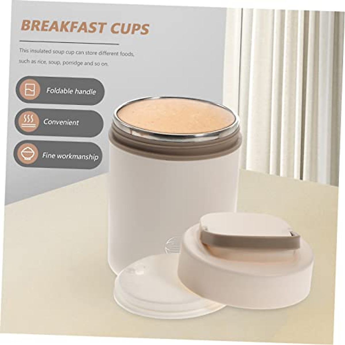 LIFKOME Sulated Soup Cup Handle Soup Mugs Lids Stainless Mug for Soup Microwave Soup Mug Lid Cereal to Go Bowl