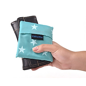 TiMoMo Folding Reusable Grocery Bags 5 Pack - 25"x15.5" Capacity - Washable, Waterproof Nylon holds Heavy Groceries - Foldable Tote Bag is 5.3"x 5.3" Folded - Eco-Friendly Shopping Bag fits in Pocket