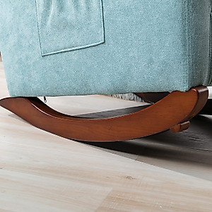 Rocking Chair Glider Chair for Nursery Comfortable Rocker Fabric Padded Seat with Side Pocket Upholstered Rocking Chairs with High Back for Living Room Baby Kids Room Bedroom (Mint Green)