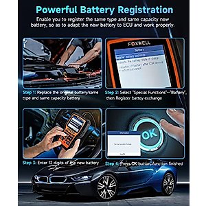 FOXWELL NT510 Elite OBD2 Scanner fit for BMW Full System Car Code Reader Diagnostic Tool with All Reset Services, Battery Registration ABS Bleed Airbag EPB Oil SAS TPS CKP Bidirectional Active Test