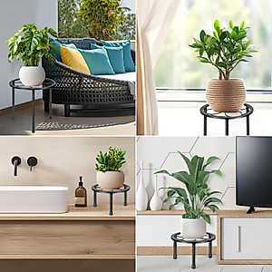 Amaoot 5 Pack Metal Plant Stand, Anti-Rust Iron Plant Stands for Indoor and Outdoor, Heavy Duty Flower Pot Stands for Multiple Plant, Black Potted Plant Holder for Garden Home (5 Pack Black)