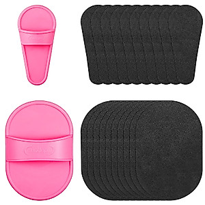 102 Pieces Hair Removal Pad Sets Smooth Away Hair Removal Kit, 2 Sizes Smooth Legs Skin Pad and 100 Pieces Exfoliation Fine Sandpaper, Lip Facial Hair Removal Pad for Women Girls (Black Sandpaper)
