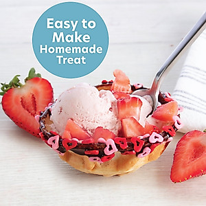 Double Waffle Bowl Maker- Make two 4" Ice Cream Cone Bowls at Once, NonStick Electric Baker for Homemade Icecream Treats, Easy to Use Iron, Add your Favorite Fillings, Toppings, Fun Holiday Xmas Gift