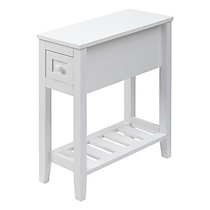 LUSUOWLZ Narrow Side Table for Small Spaces, White, Set of 1, 24" L x 8.5" W x 24" H