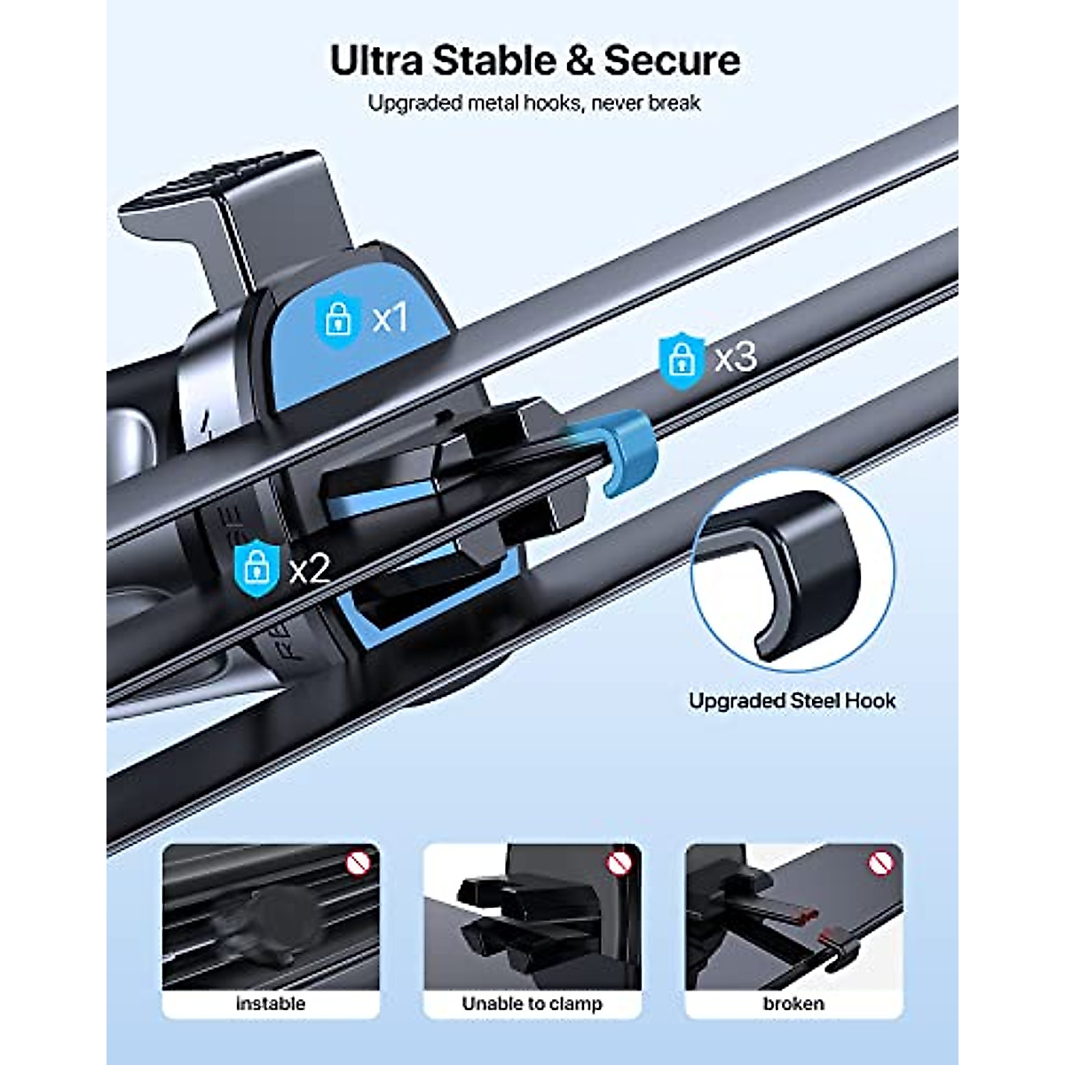 Miracase MagSafe Car Mount [16 Strongest Magnets] 2 in 1 Super Stable Dashboard & Air Vent Car Phone Mount Compatible with iPhone 14 13 12 Pro Max Plus Mini All Phones (Black)