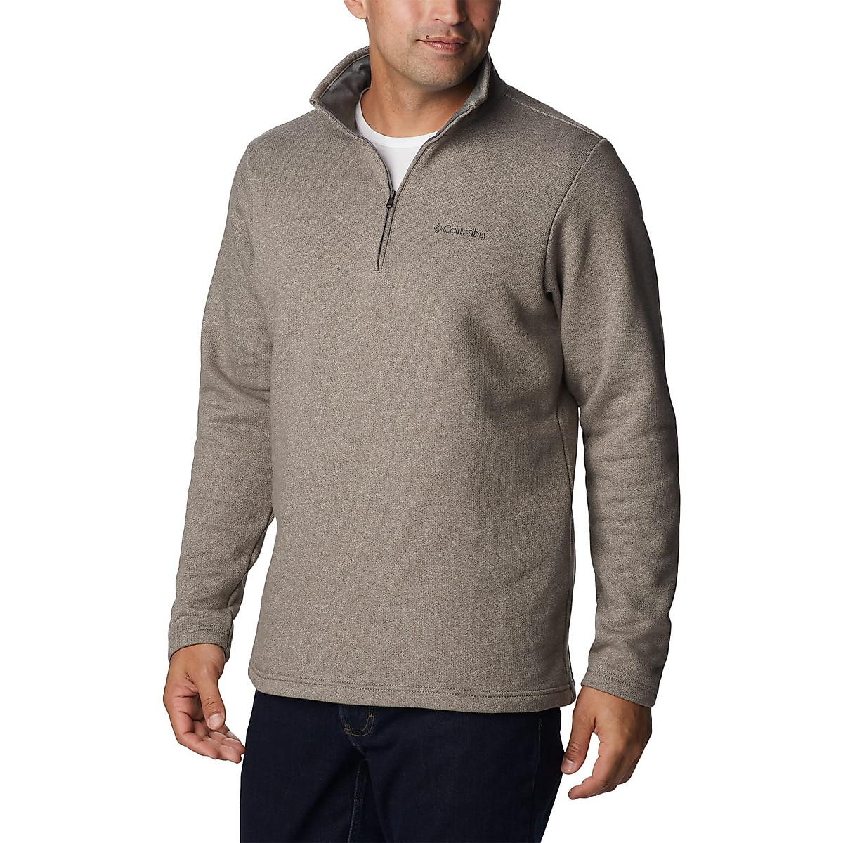 Columbia Men's Great Hart Mountain III Half Zip, Boulder Heather, Large