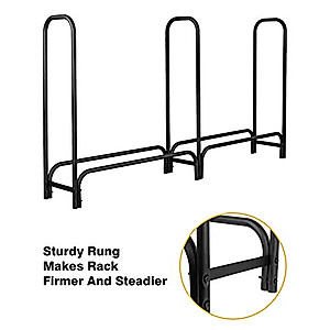 GASPRO 8FT Firewood Rack Outdoor with Cover, Adds Sturdy Middle Upright, Heavy Duty Steel Log Rack Wood Holder, Easy to Assemble