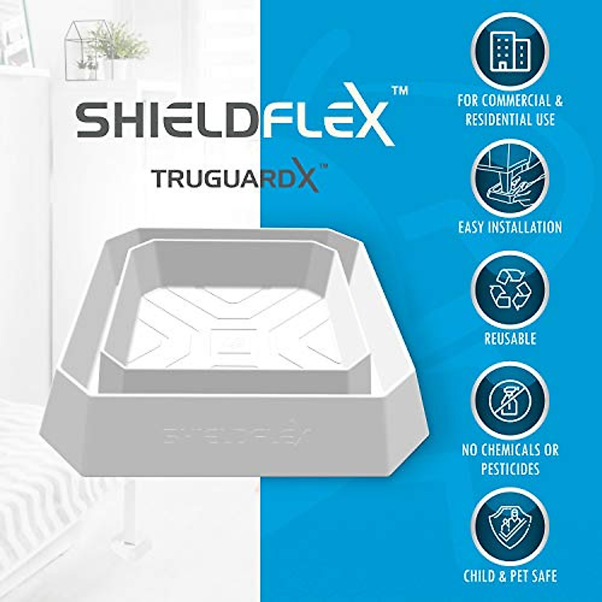 Bed Bug Trap — 8 Pack | TruGuard X Bed Bug Interceptors (White) | Eco Friendly Bed Bug Traps for Bed Legs | Reliable Insect Detector, Interceptor, and Monitor for Pest Control and Treatment