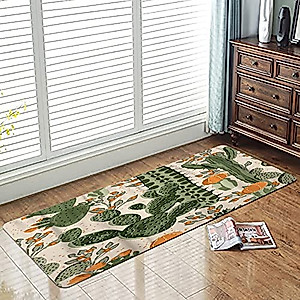 Large Area Rugs,Cactus Green Tropical Succulent Plant Blossom Flowers,Runner Rug Floor Non-Slip Door Mats Floor Mat Door Rugs Carpet for Hallway Living Room Bedroom