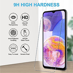 [3 Pack] for Samsung Galaxy A23 5G Screen Protector, Tempered Glass HD Clear 9H Hardness Protector Film for Galaxy A23 6.6” 2022, Anti Scratch Bubble Free Easy Install Case Friendly - Transparent