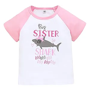Sibling Shark Shirts for Baby Toddler Boys and Girls T-Shirt Matching Big Sister Little Brother T (2-3 Years, Big Sister Shark T-Shirt)