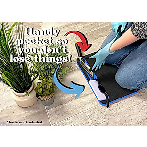 Polar Whale Portable Knee Cushion Blue and Black with Tool Pocket for Home Garden Work Automotive Workshop and More Durable Thick Comfortable High Density Waterproof Foam 15 x 10 Inches Kneeling Pad
