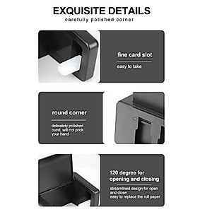 Toilet Roll Paper Holder, 120 Degree Plastic Black Wall Mounted Self Adhesive No Punching Container, Toilet Tissue Holder for Bathroom, Kitchen, Living Room(15.7X9.9X8.2Cm)