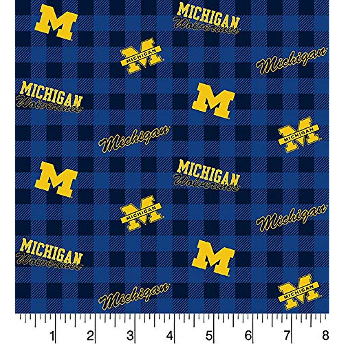 University of Michigan Cotton Fabric Buffalo Plaid Design-Newest Pattern-Sold by The Yard-SYKEL