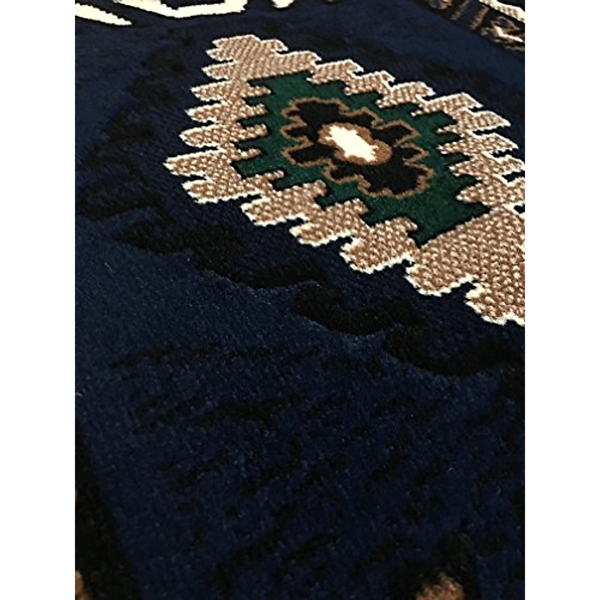 Southwest Native American Door Mat Area Rug Navy Blue Design D143 (2 feet X 3 Feet 4 inch)