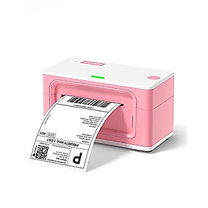 MUNBYN 2 Inch Pink Circle Thermal Sticker Labels, Pink Label Holder for Rolls and Fan-Fold Labels, 2.25 Inch x 1.25 Inch Direct Thermal Labels, Pink Label Printer