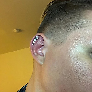 Cisyozi 18G Flat Back Stud Earrings for Women Men 316L Silver Stainless Surgical Steel Diamond Screw Back On Cartilage Helix Tragus Conch Ear Lobe Stud Earrings Set Pack Barbell Piercings Jewelry 6mm