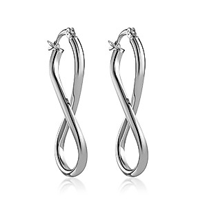 Pori Jewelers Sterling Silver Infinity Hoop Earrings (Silver)