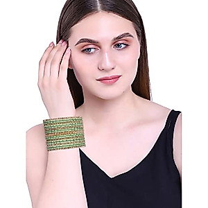 Efulgenz Indian Bangles for Women Indian Traditional Bangles Indian Bangle Set Rhinestone CZ Plain Metal Bracelet Bangle Jewelry for Women