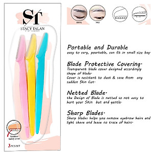 Stacy Talan Eyebrow Razor 18 Pcs Facial Shaver Multipurpose Exfoliating Darmaplane Tool with Precision Cover for Women 6 Packs