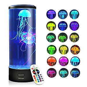 Brewish Giftable Jellyfish Lamp, Nightly Lifelike Desk Jellyfish Aquarium, Electric Jellyfish LED Light with 18 Color Changing Remote Control for Home Decor & Men Women and Kids