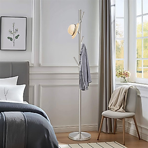 Kira Home Addison 68" Free Standing Metal Coat Rack/Stand, Satin Steel Finish